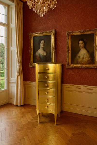 Comoda Rococo din lemn masiv auriu - Deko | Crafty